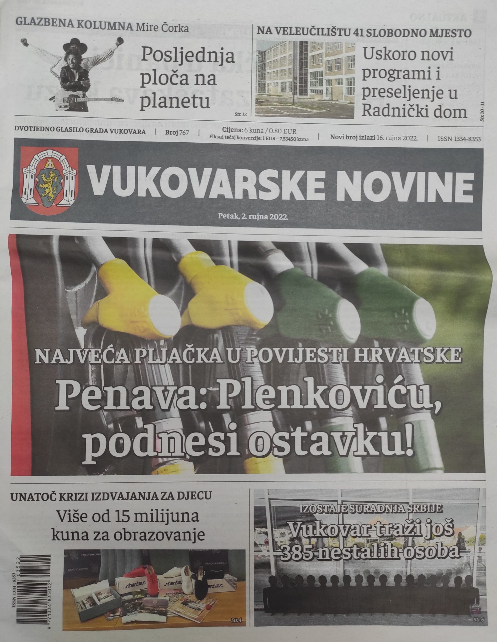 Vukovarske novine, broj 767, 2.9.2022. - VEVU